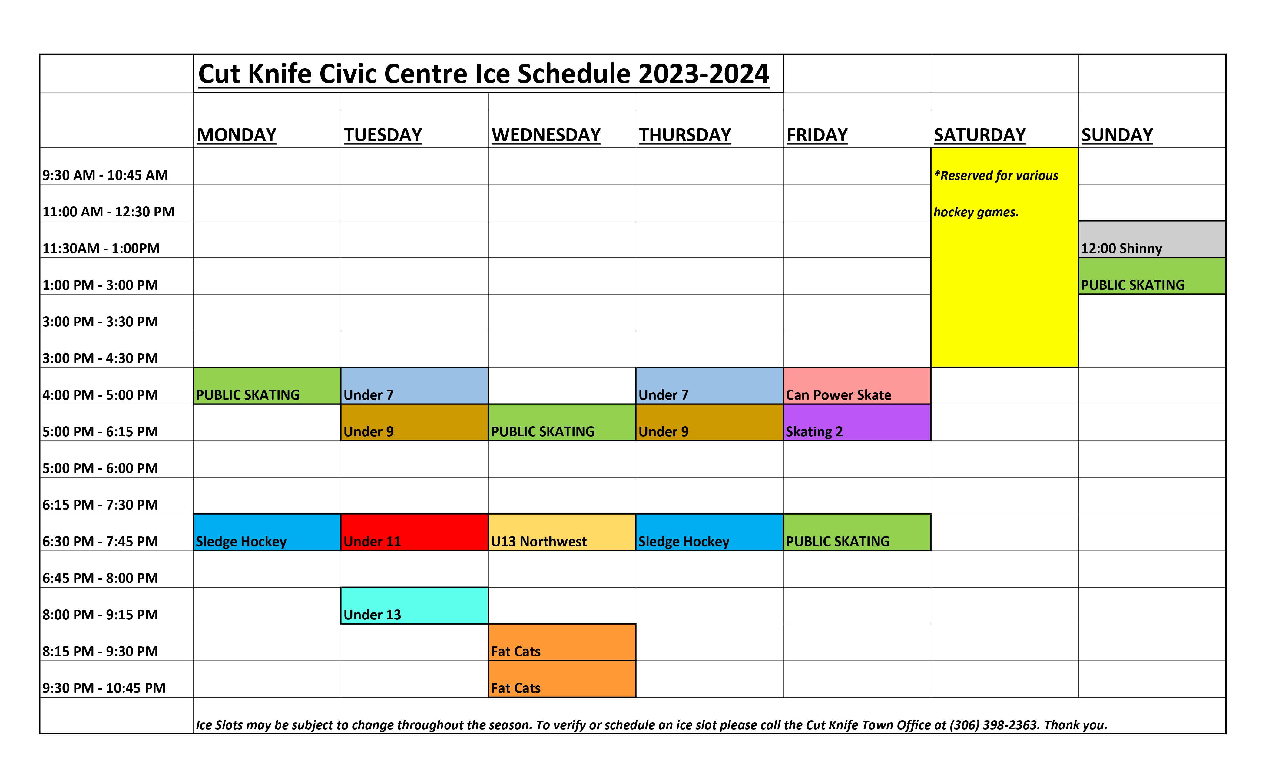 2023-2024 Civic Centre Ice Schedule – Town of Cut Knife